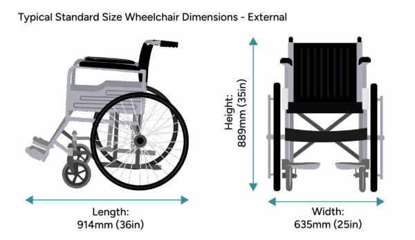 What are the dimensions of a standard size wheelchair? - Felgains